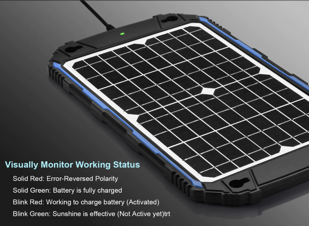 What do the lights on the solar charger mean?